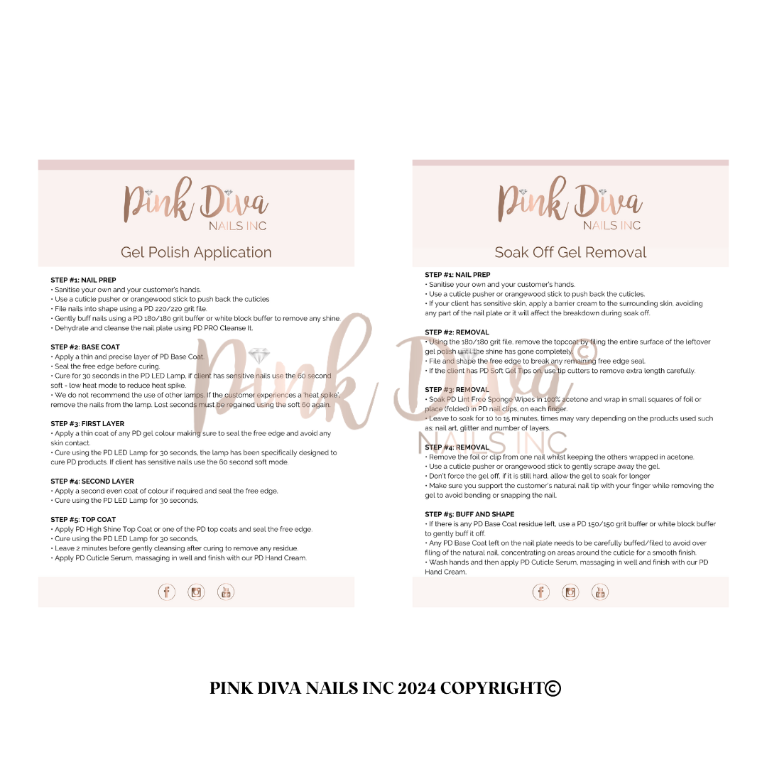 Gel Polish Application and Removal Sheet – Pink Diva